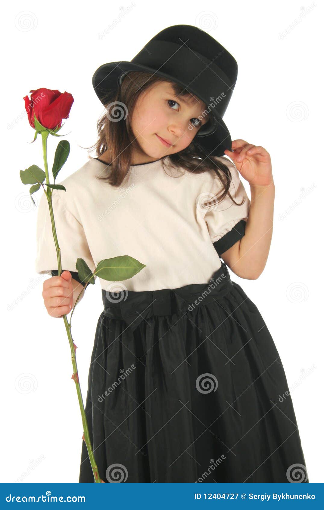 Little girl with rose stock image. Image of handsome - 12404727