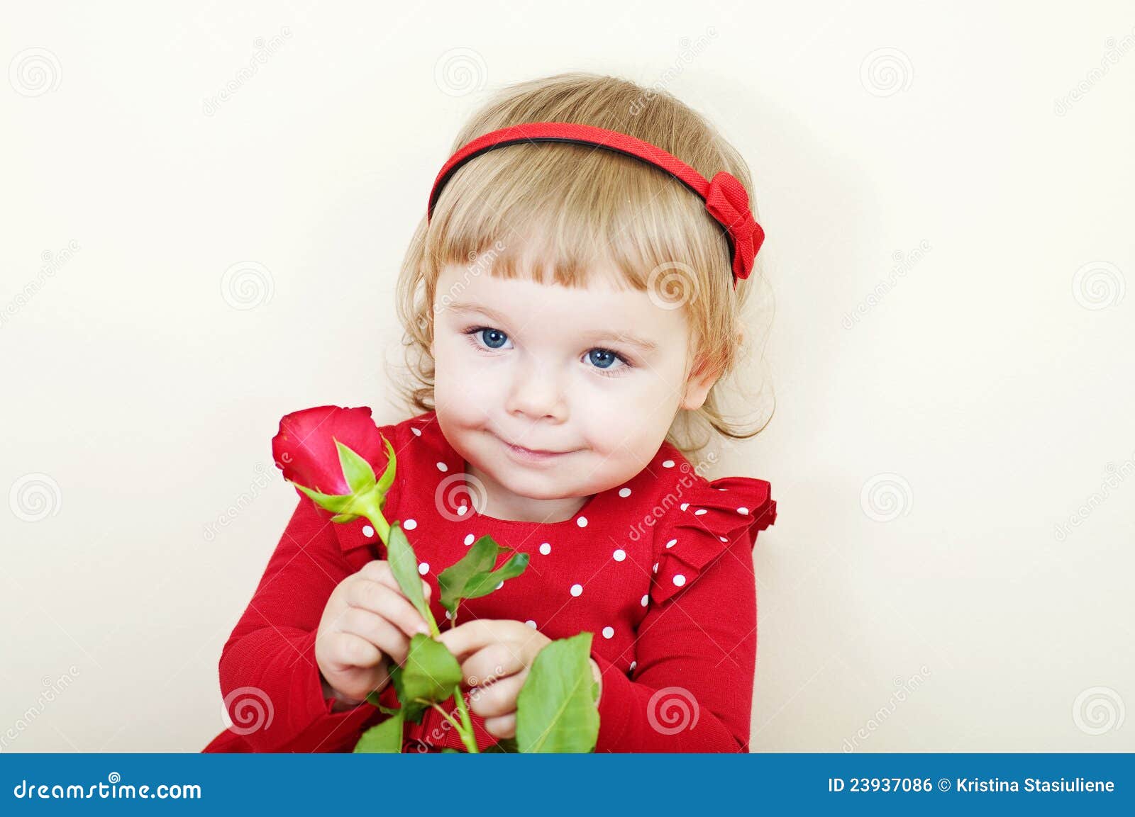 Little girl with rose stock photo. Image of portrait - 23937086