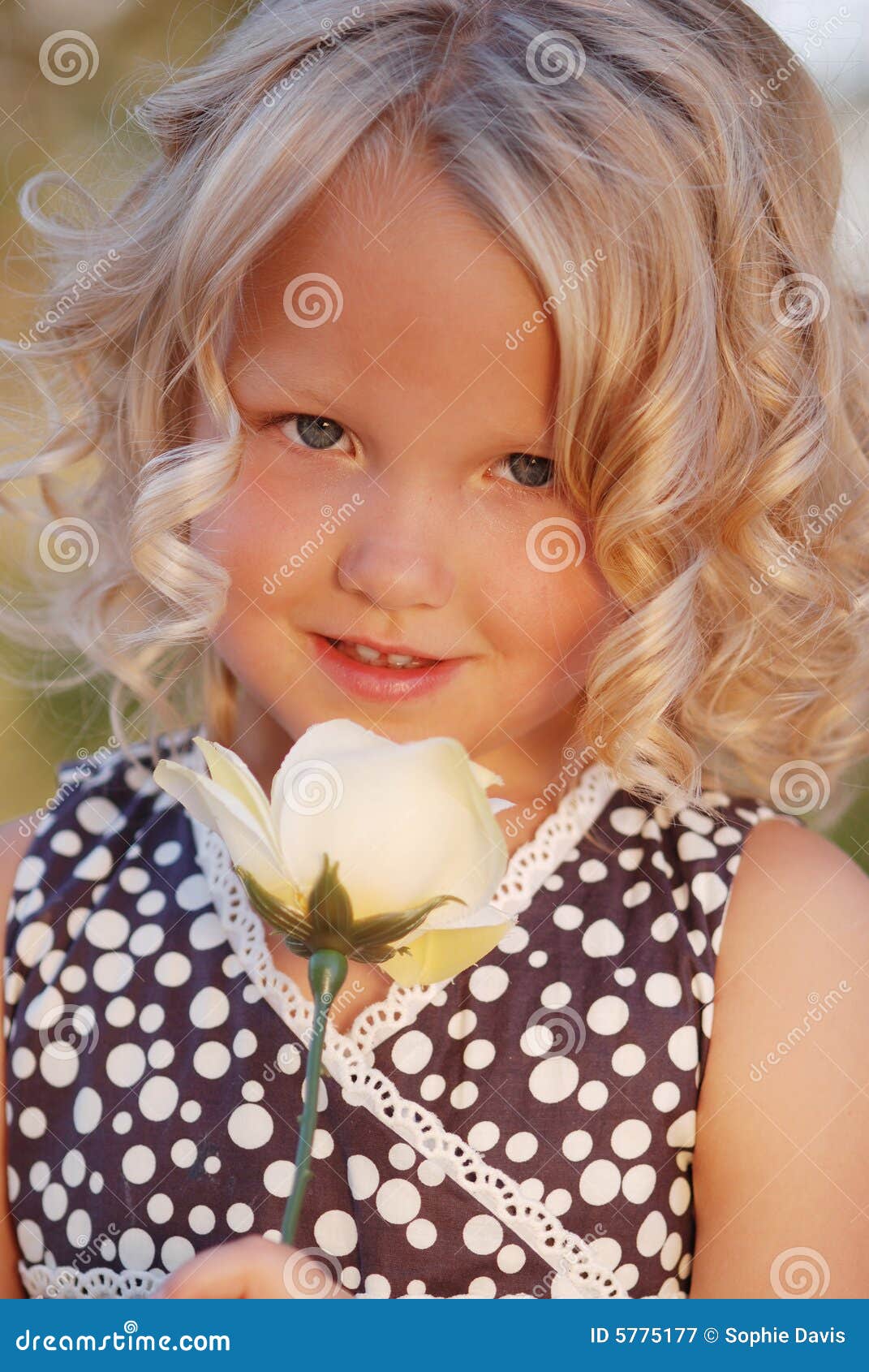 Little girl with rose. stock image. Image of rose, face - 5775177