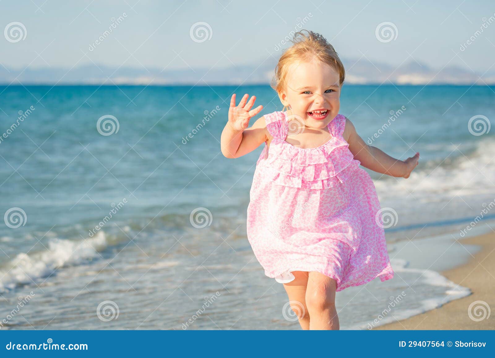 Little Girl Running on the Beach Stock Photo - Image of summer, running ...