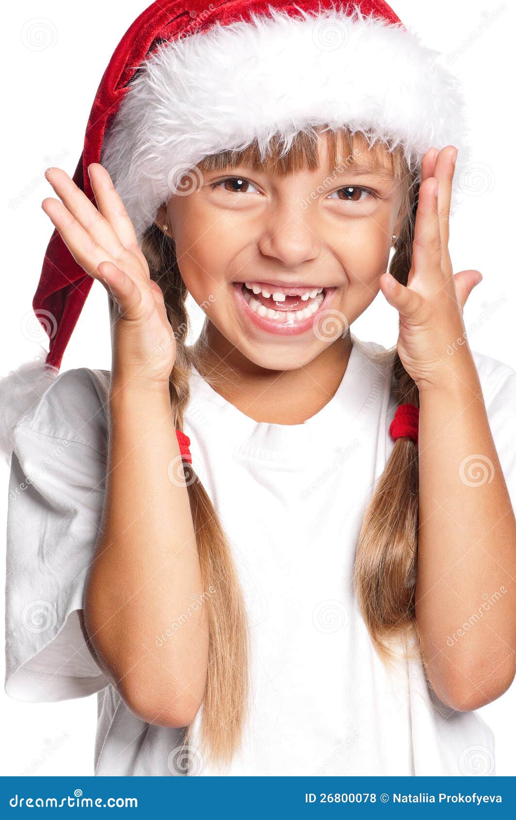 Little girl in Santa hat stock photo. Image of caucasian - 26800078