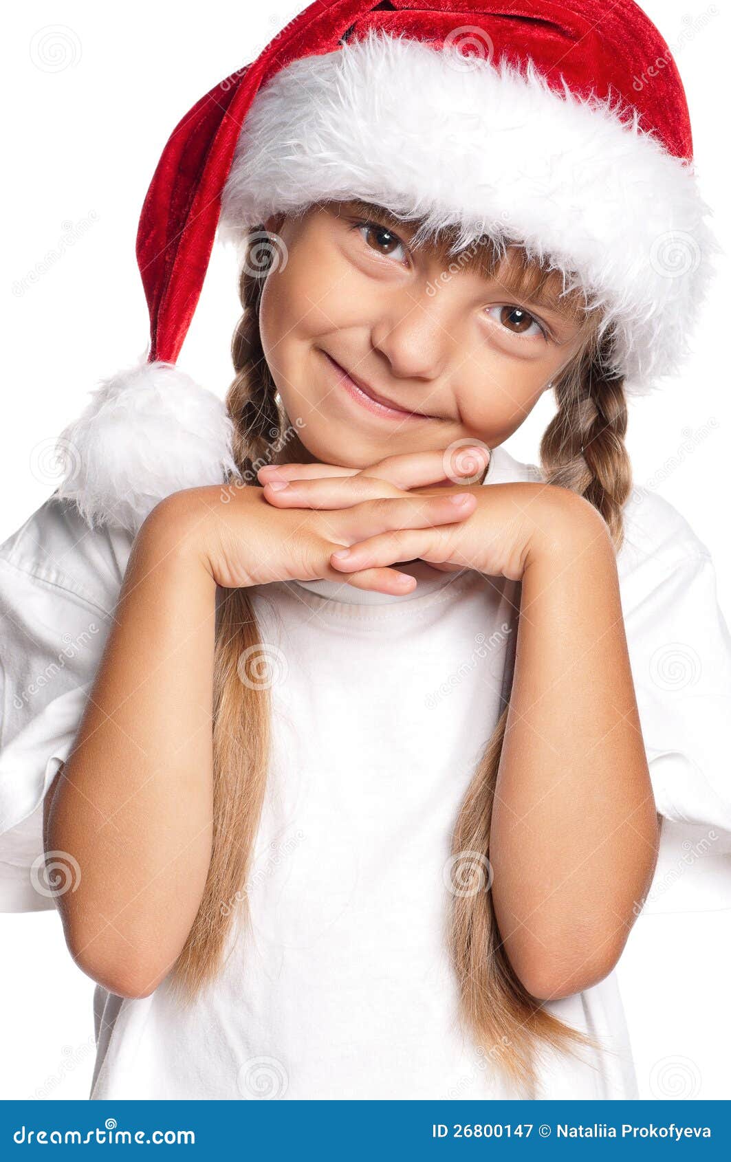 Little girl in Santa hat stock image. Image of innocence - 26800147