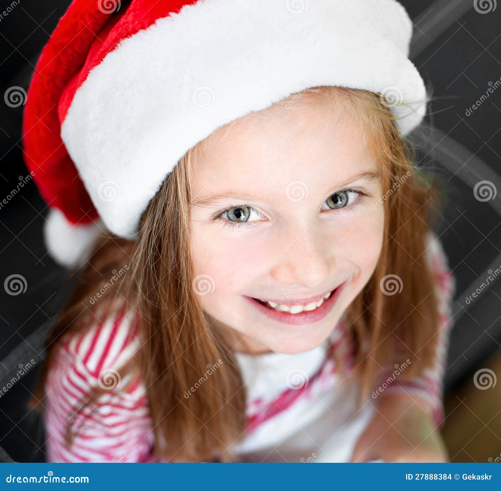 Little girl with santa hat stock photo. Image of baker - 27888384