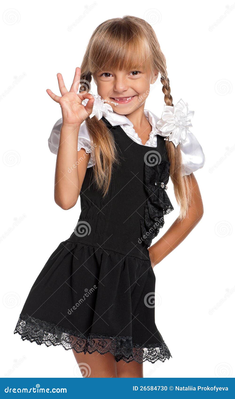 Little Girl in School Uniform Stock Photo - Image of natural, female ...