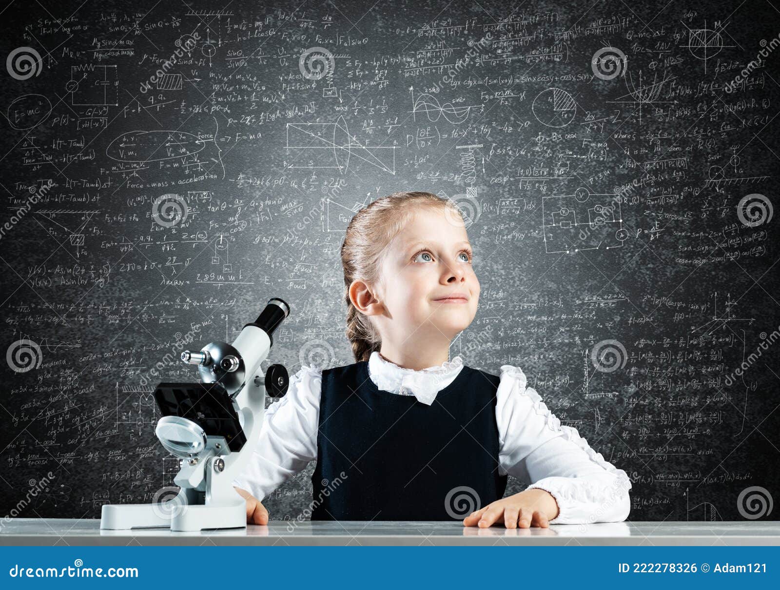 Little Girl Scientist with Microscope Stock Photo - Image of knowledge ...