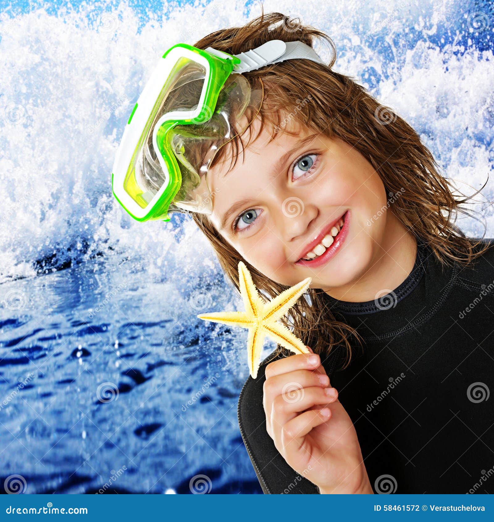 Little girl - scuba diver stock photo. Image of lifestyle - 58461572