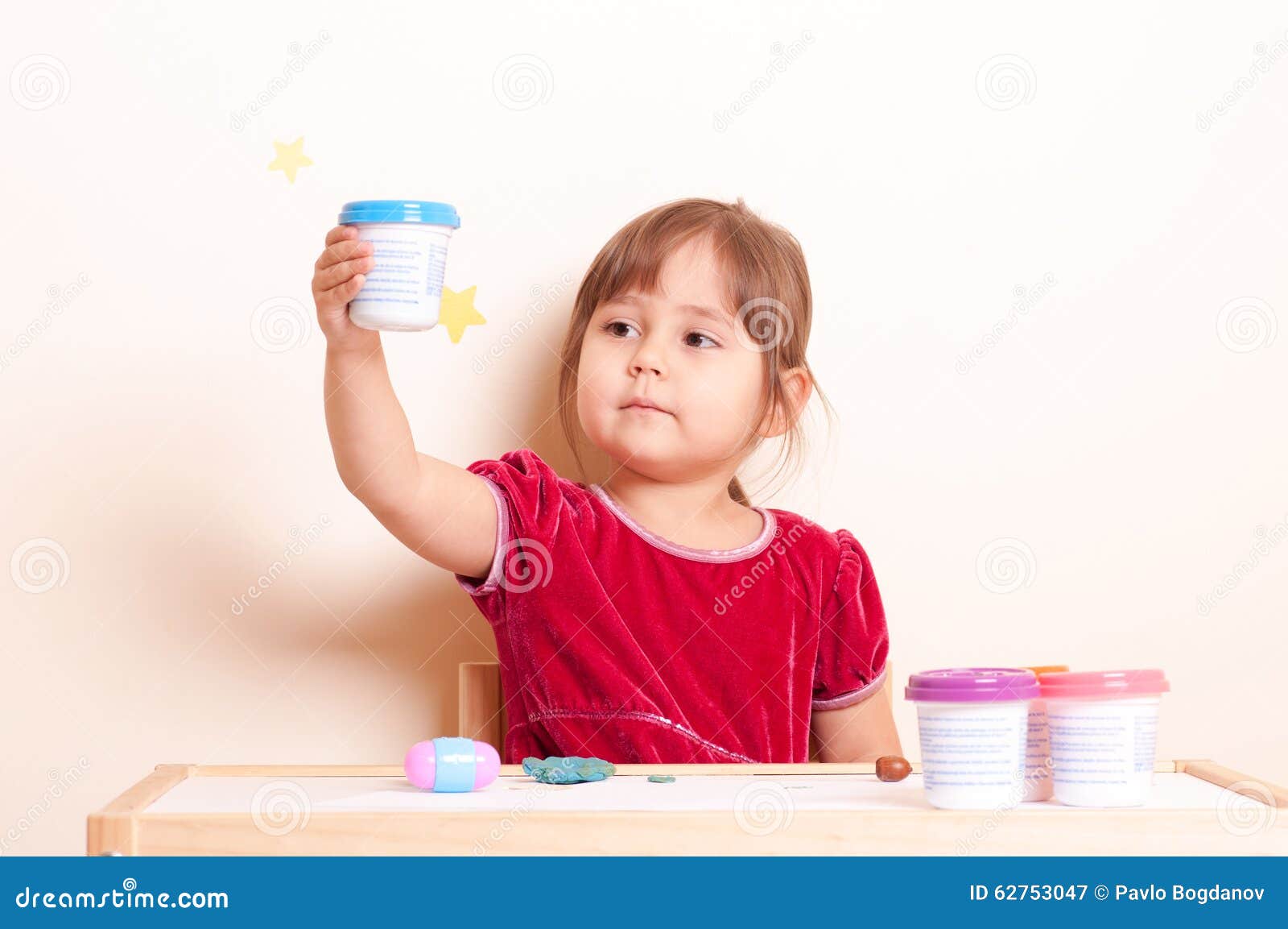 Little Girl Sculpting with Plasticine Stock Image - Image of beautiful ...