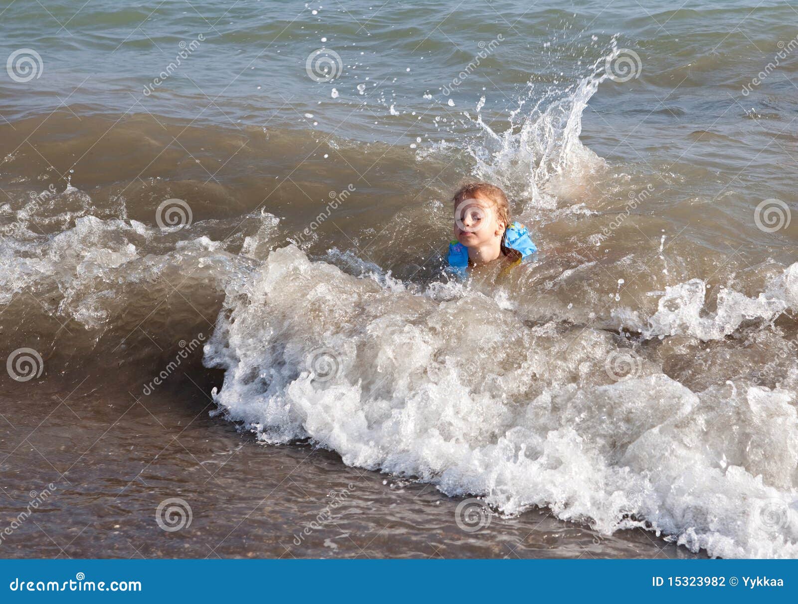 Little girl in the Sea. stock photo. Image of child, water - 15323982