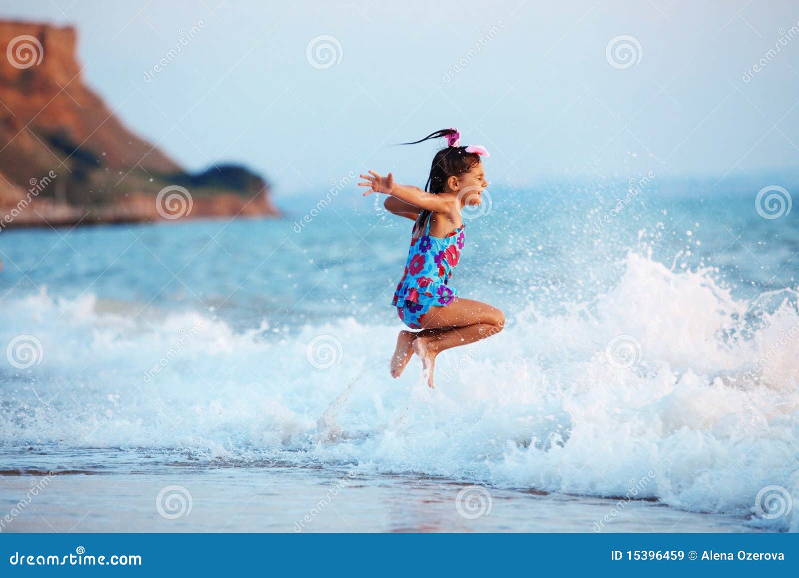 Little girl in the sea stock image. Image of childhood - 15396459
