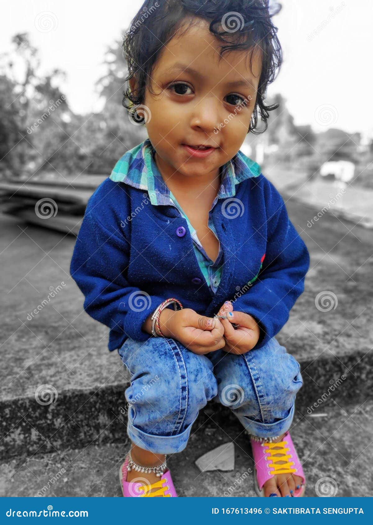 A Little Girl Seating and Smiling Stock Photo - Image of year, smiling ...