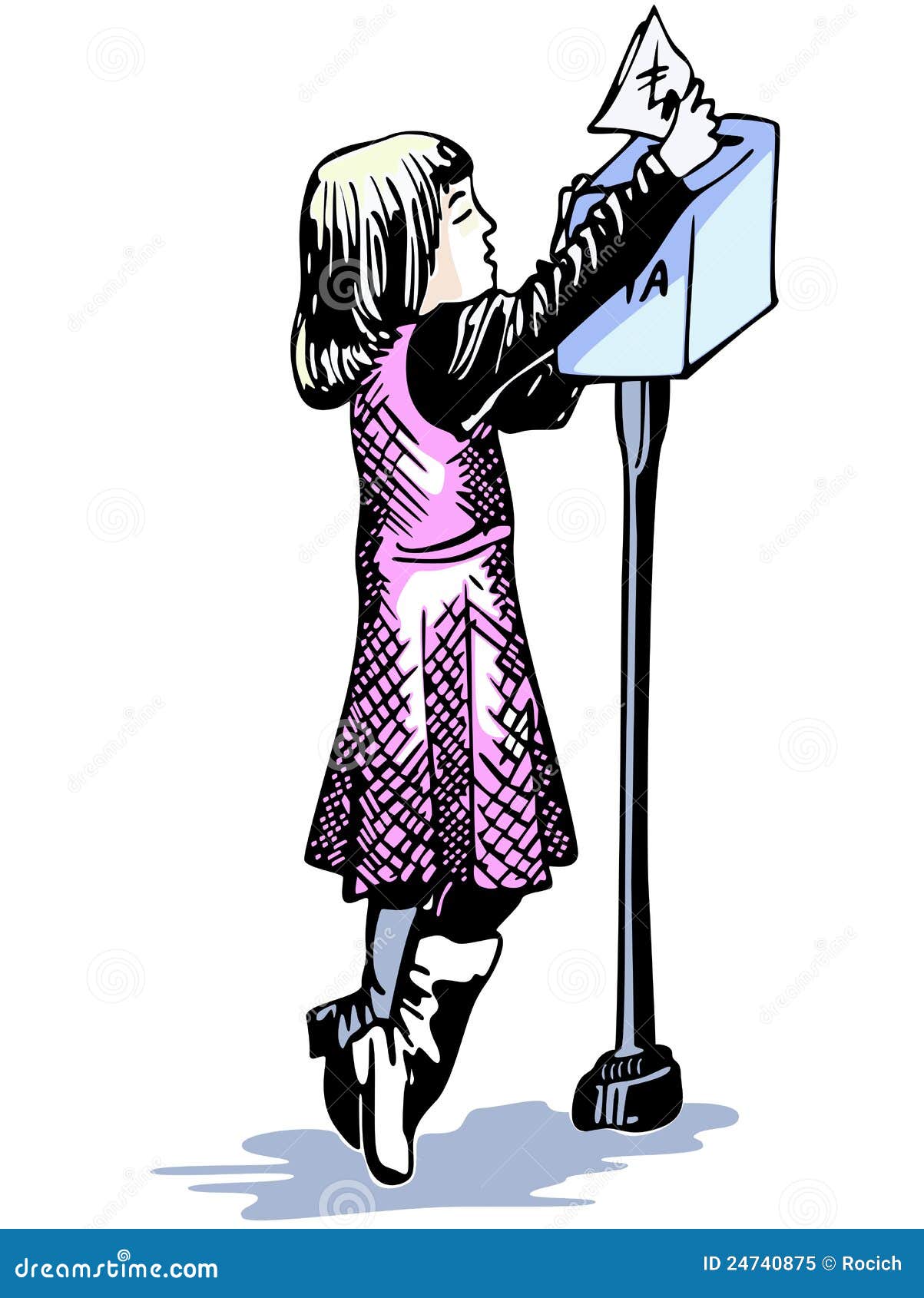 Little girl sends mail stock vector. Illustration of posting - 24740875