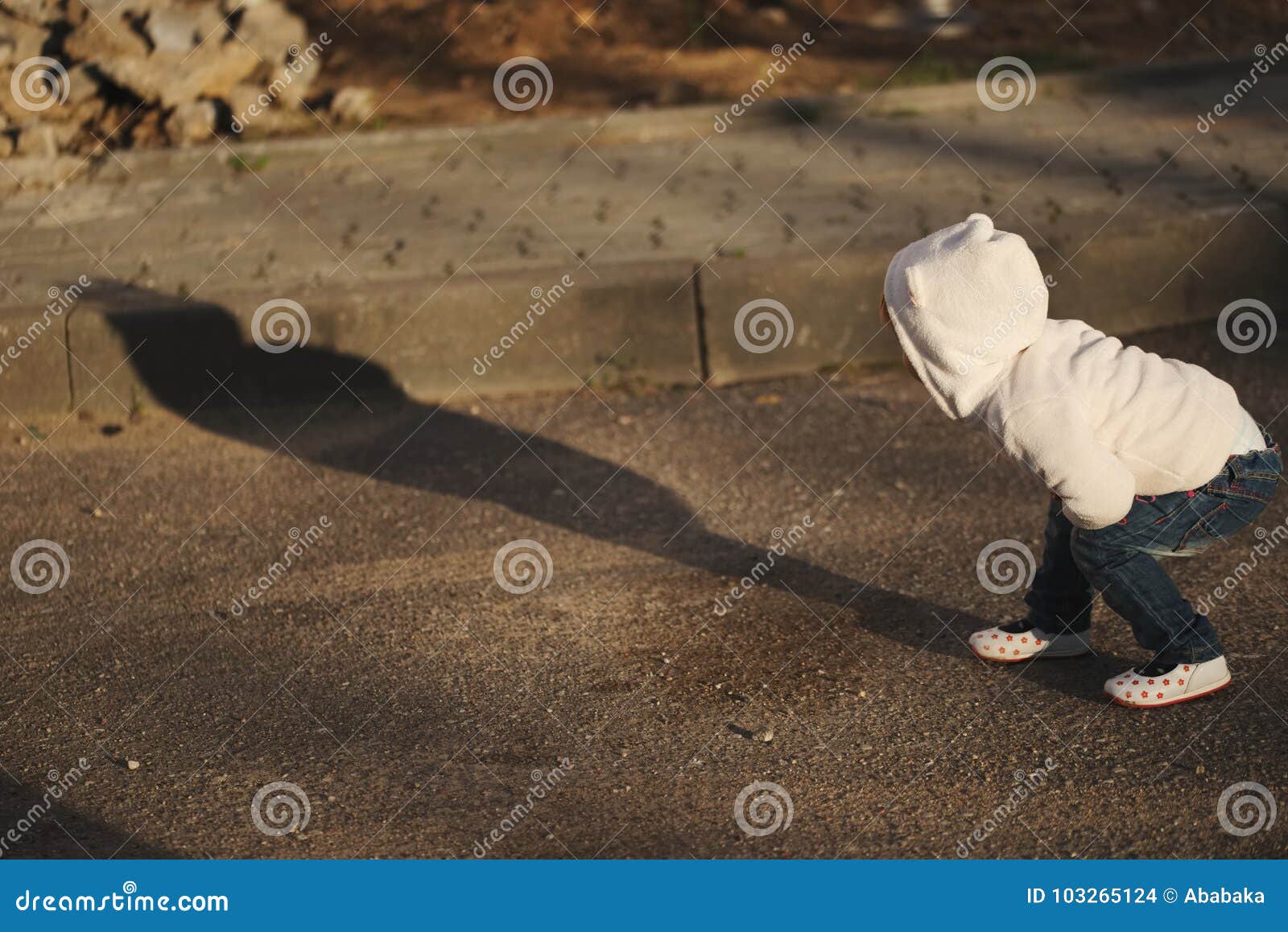 Little Girl with Shadow Outdoors Stock Photo - Image of view, shadow ...