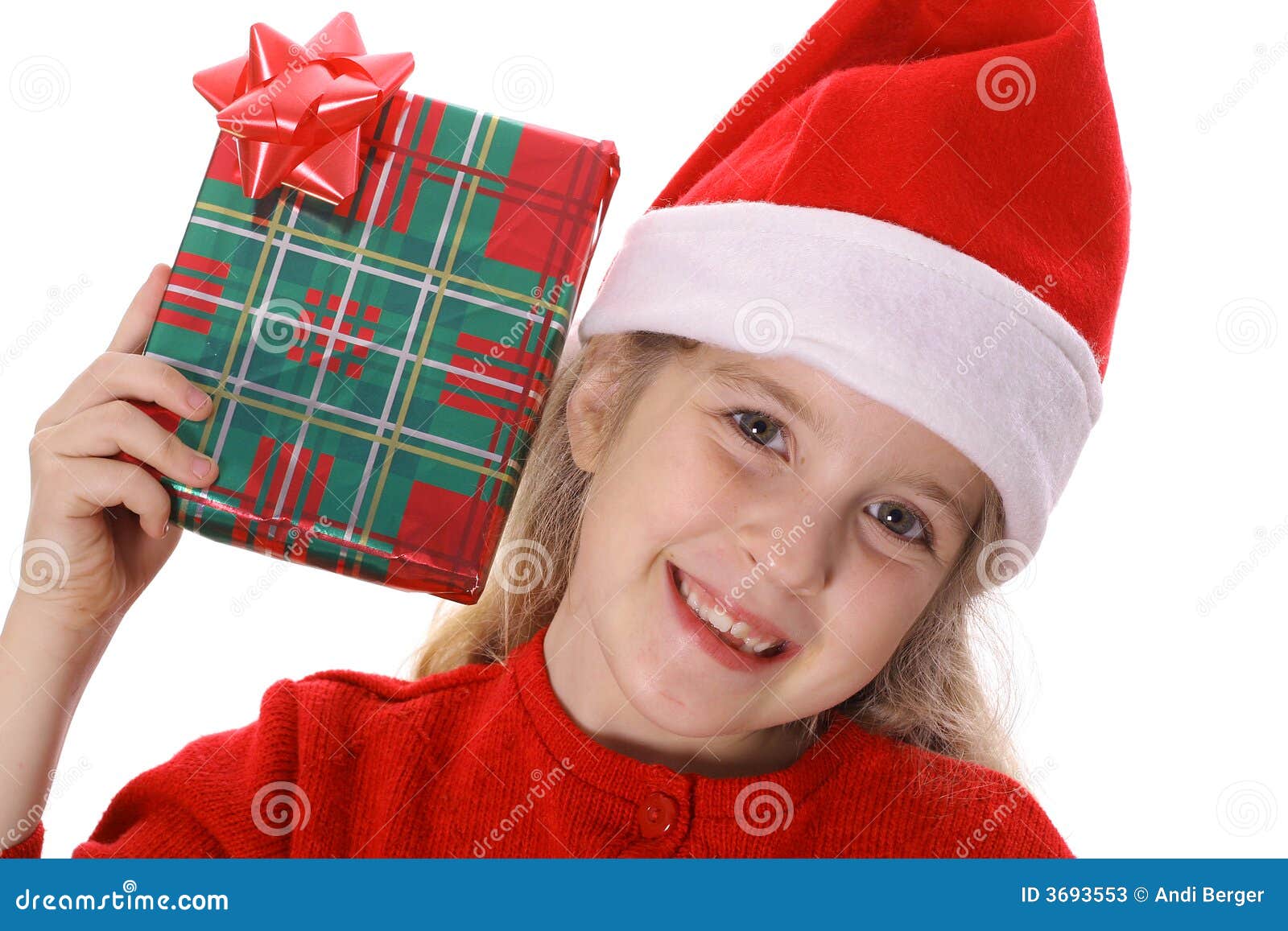 Little Girl Shaking Present Smile Stock Image - Image of surprise ...