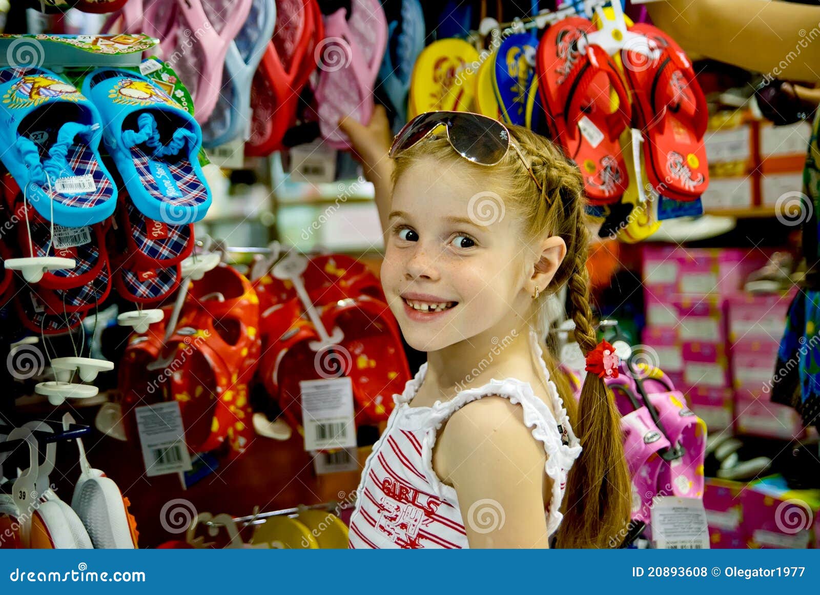 Little Girl in a Shoe Store Stock Photo - Image of shoe, girl: 20893608