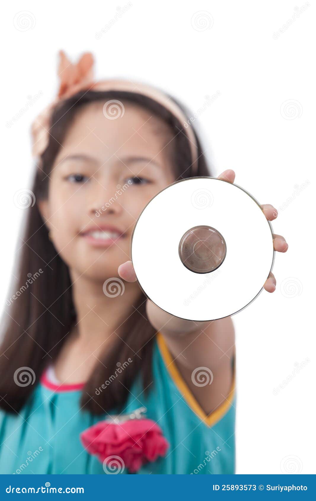 Little girl showing CD stock image. Image of disk, school - 25893573