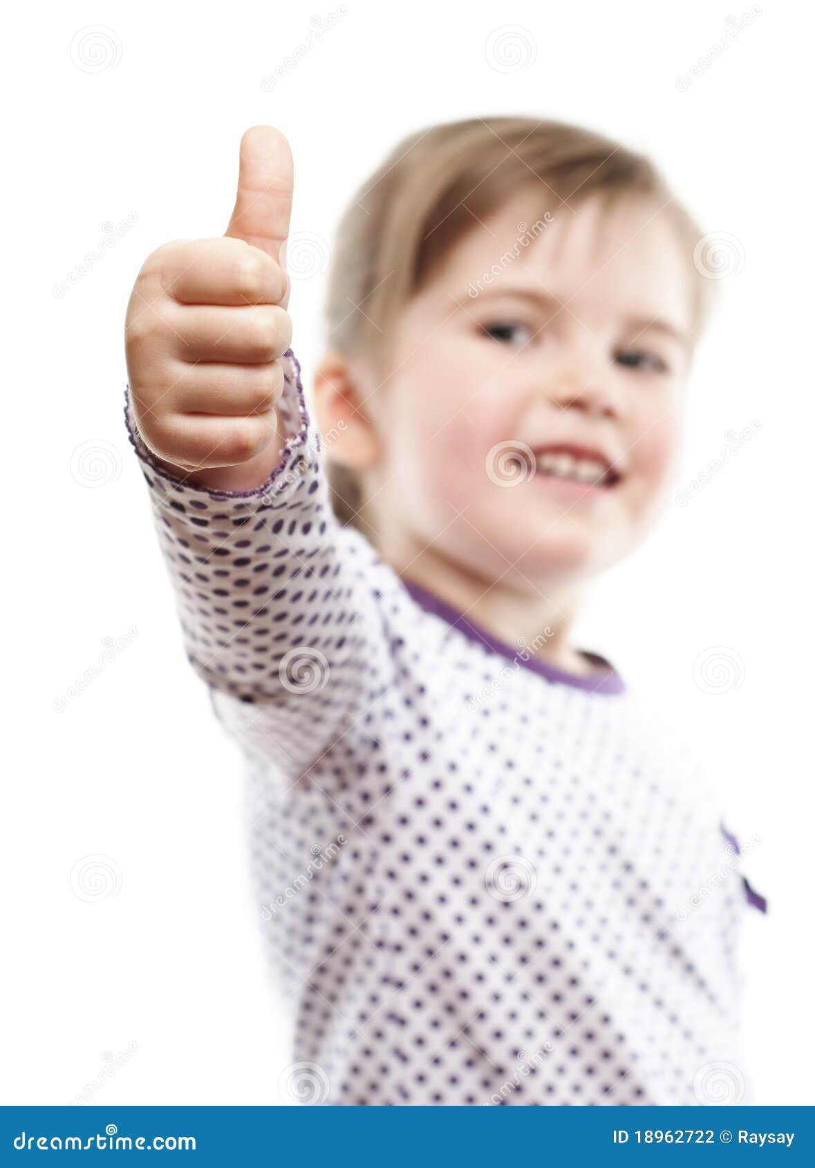 Little Girl Showing Thumb Up Stock Photo - Image of isolated, enjoy ...