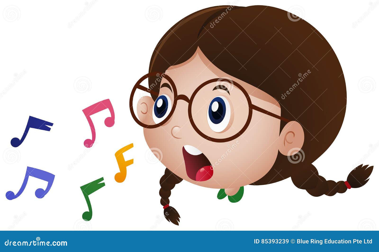 Little Girl Singing with Music Notes Stock Vector - Illustration of ...