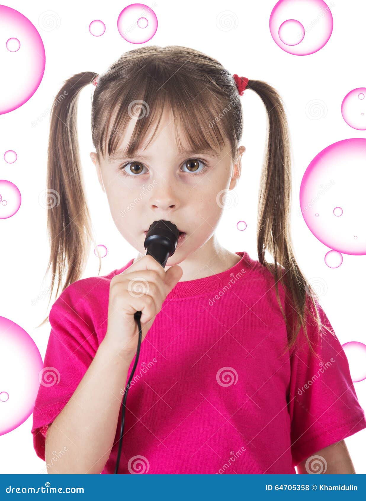 Little girl sings stock photo. Image of person, childhood - 64705358