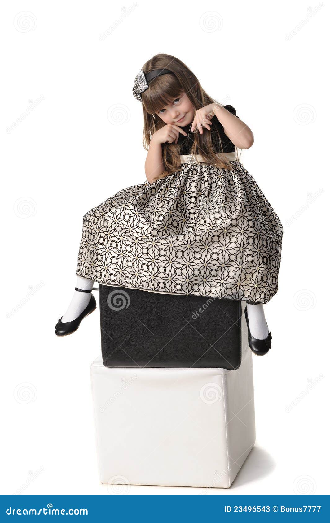 Little Girl Sitting on Cubes Stock Image - Image of attractive, happy ...