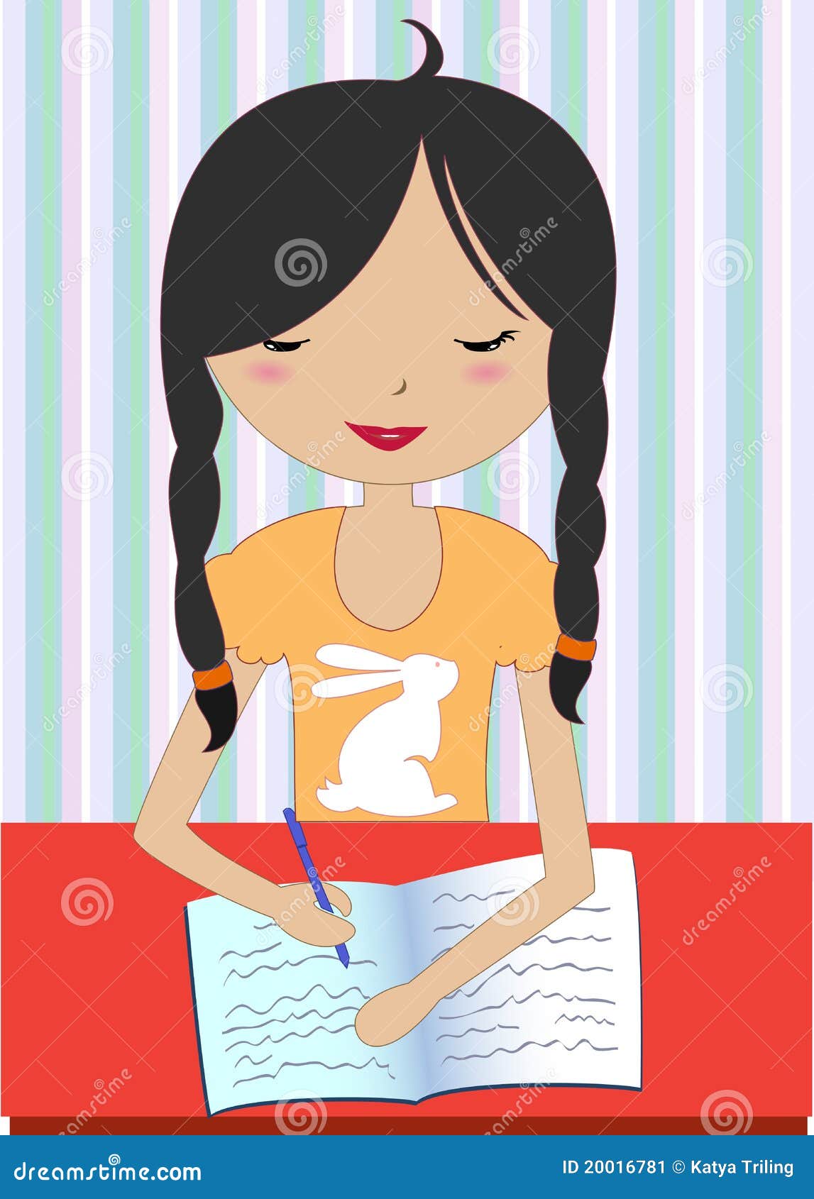 Little Girl Writing Clipart