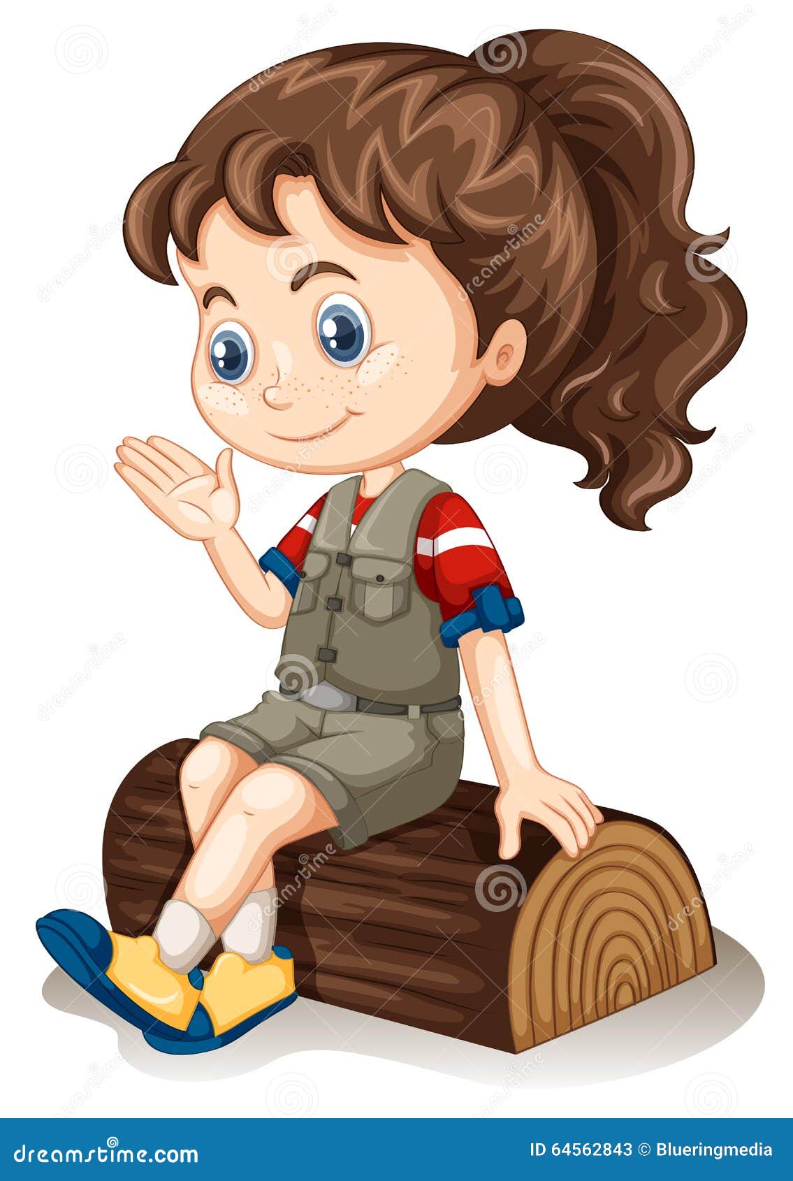 Little Girl Sitting Log Stock Illustrations – 30 Little Girl Sitting ...