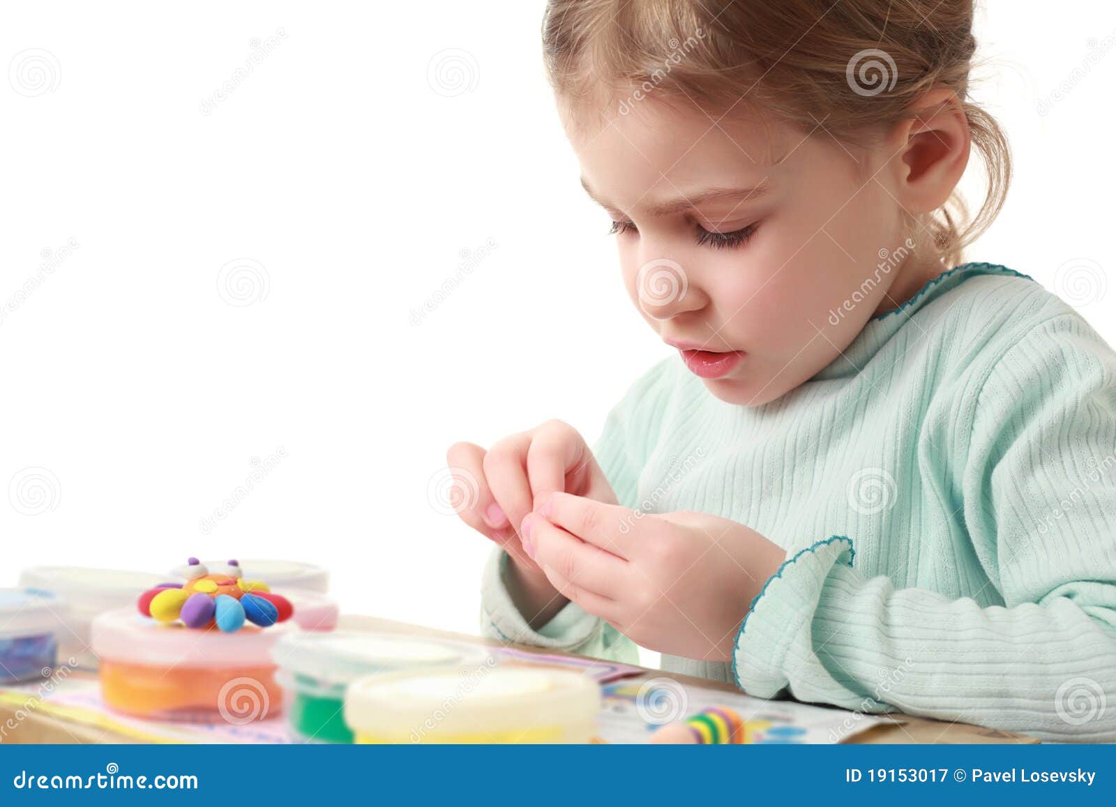Little Girl Sitting and Sculpts Figures Stock Image - Image of lesson ...