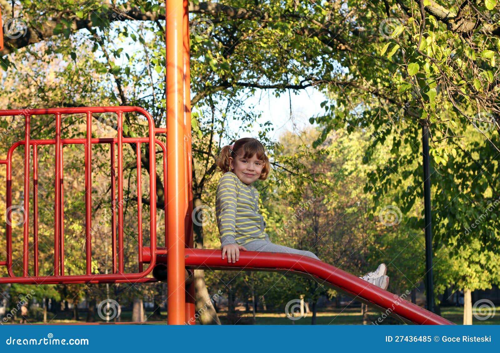 Little Girl Sitting on Slide Stock Image - Image of white, little: 27436485
