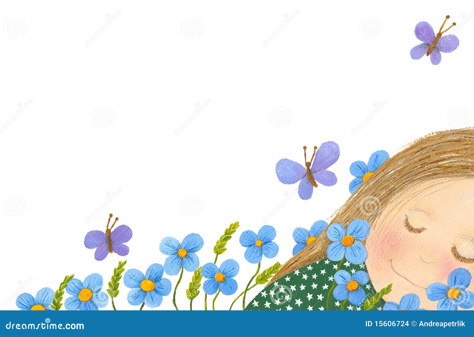 Little Girl Sleeping in the Garden Stock Illustration - Illustration of ...