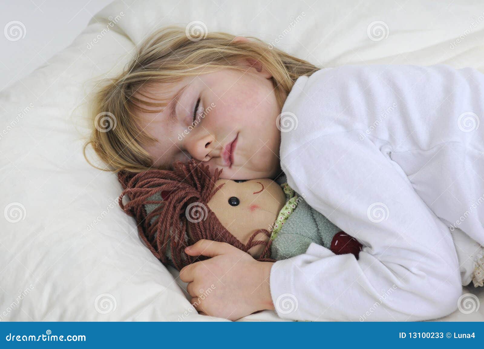 Little girl sleeps stock image. Image of child, puppet - 13100233