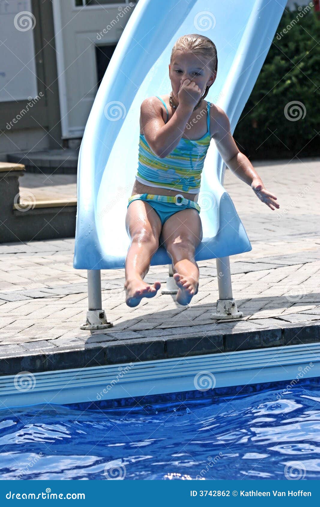 Little girl on slide stock photo. Image of plunge, girl - 3742862