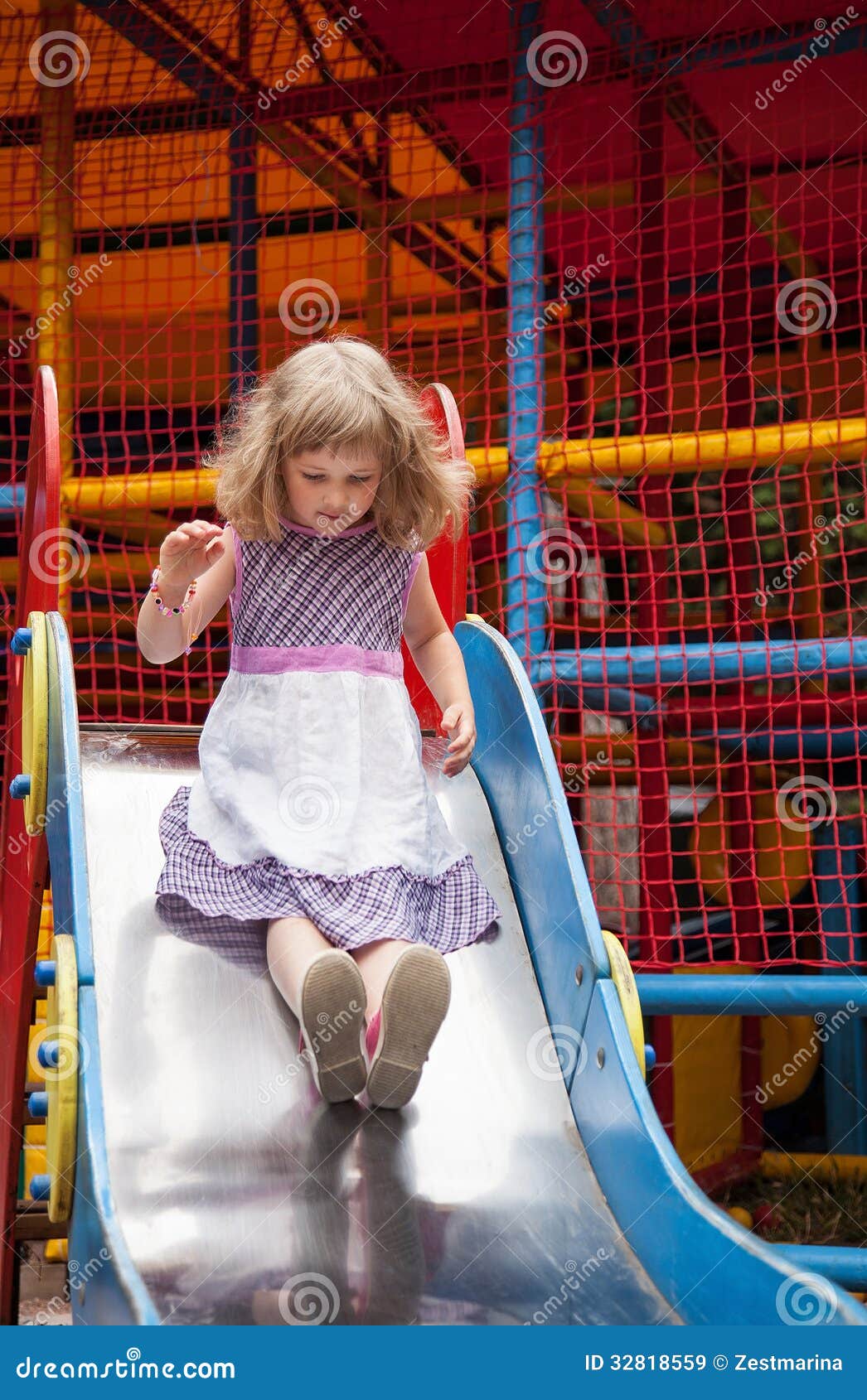 Little girl on a slide stock image. Image of small, daughter - 32818559