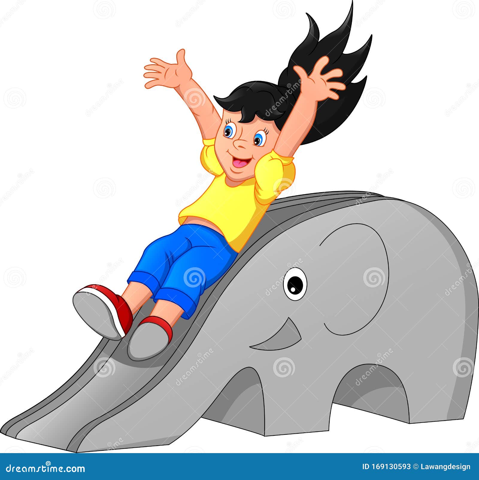 Little Girl Sliding in the Park Stock Vector - Illustration of play ...