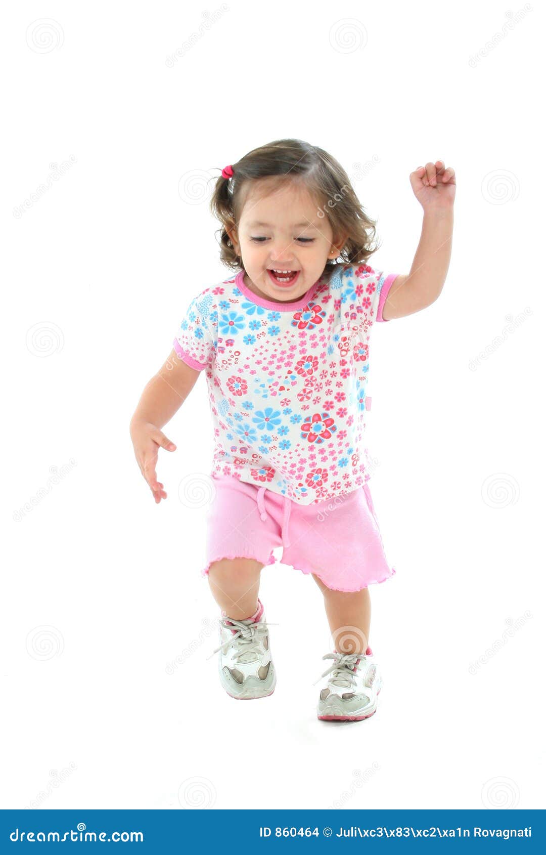 Little Girl Smiling and Dancing Stock Photo - Image of fashion ...
