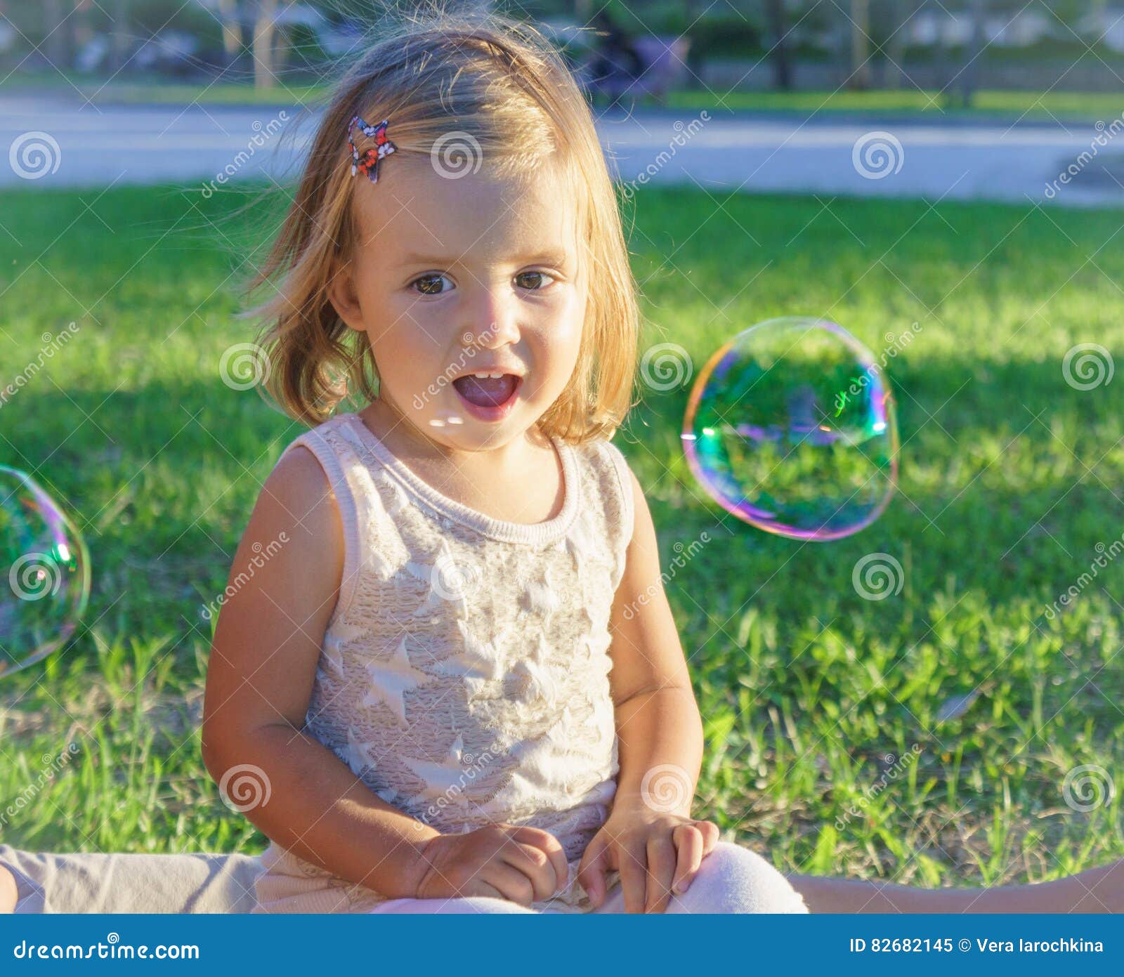 Little Girl Smiling with Delight. Stock Image - Image of female, close ...