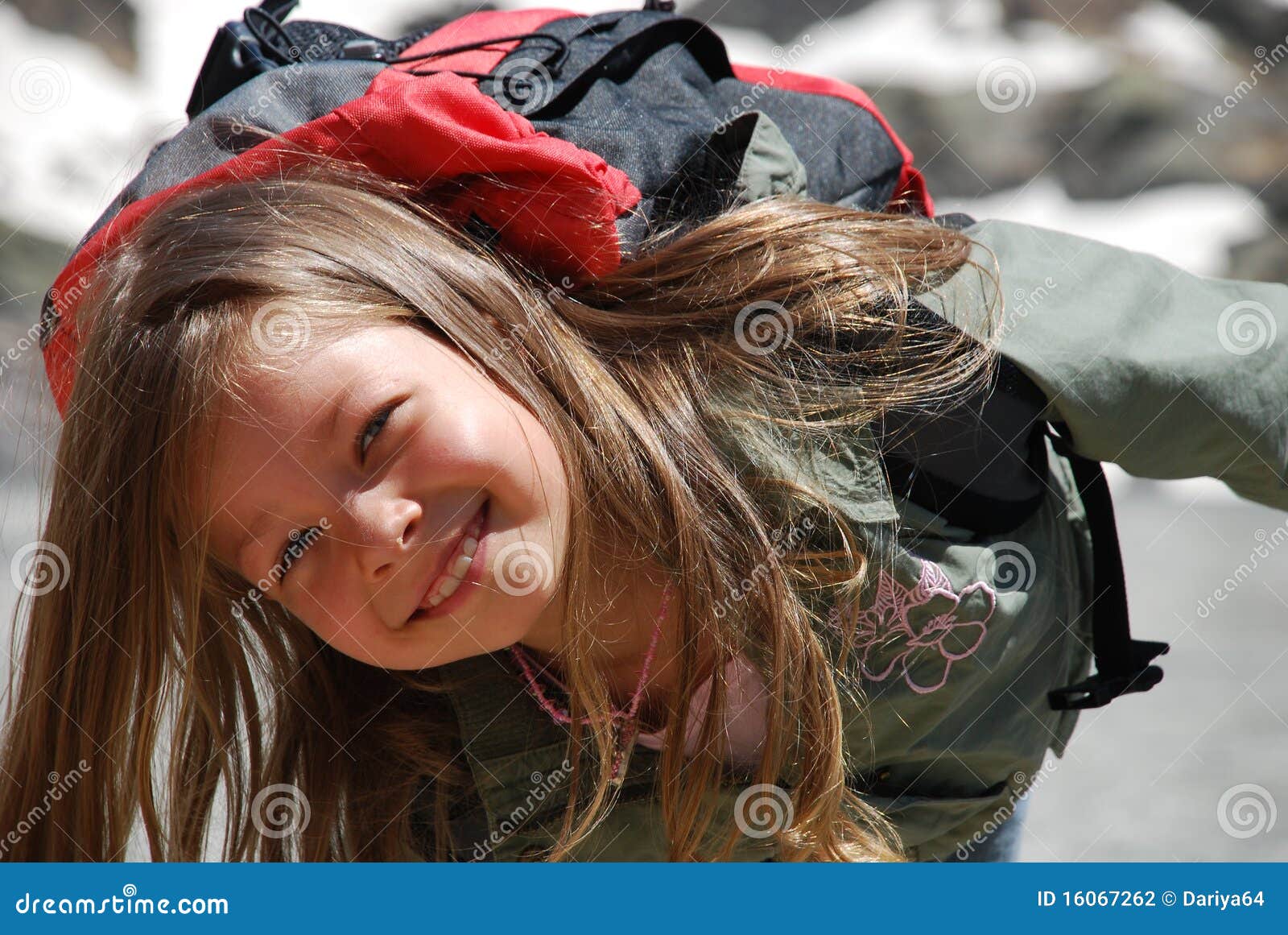 Little Girl Smiling in Hight Mountains Stock Photo - Image of tourism ...