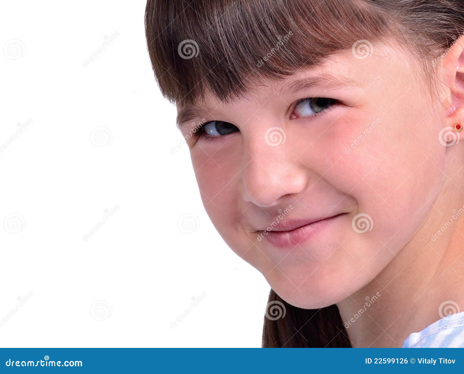 Little Girl Smiling Portrait Stock Photo - Image of brunette, isolated ...