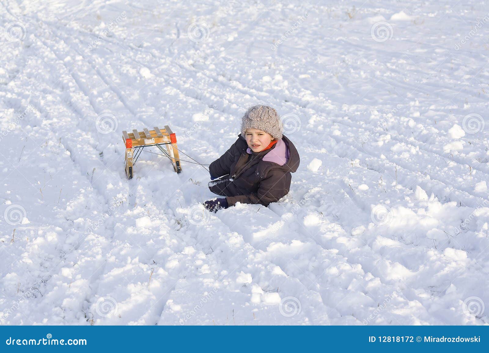 Little girl on snow stock photo. Image of holiday, outdoors - 12818172