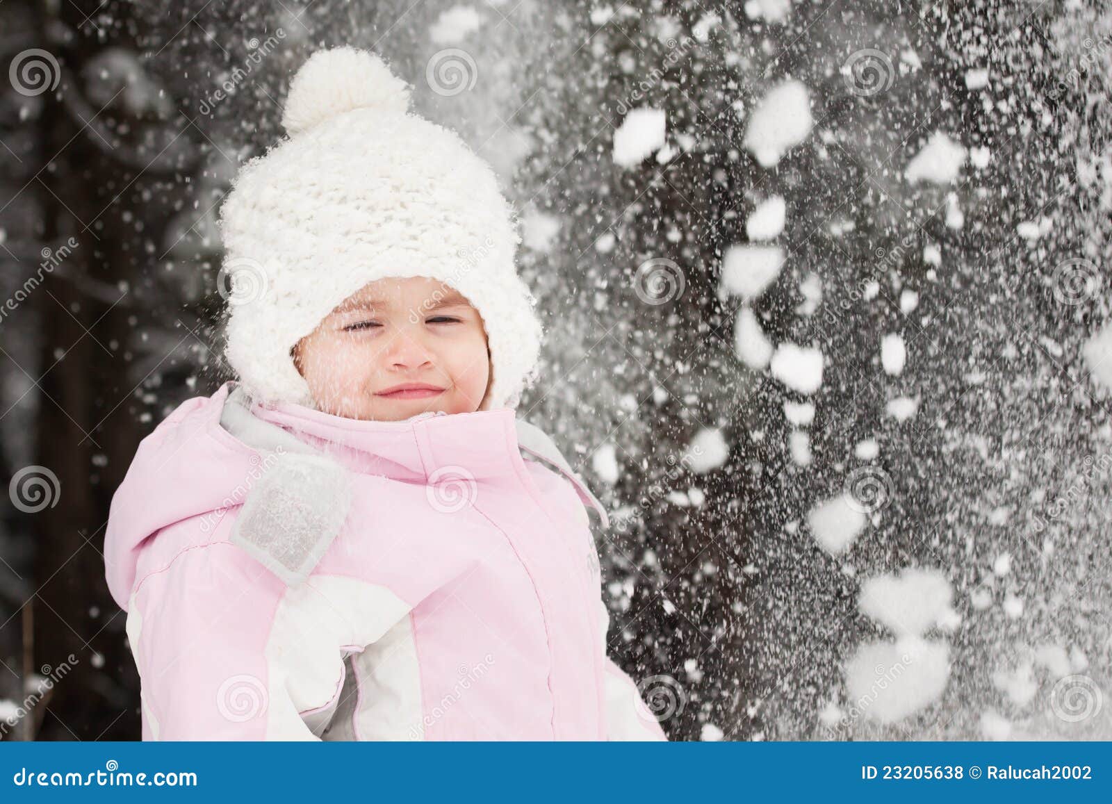 Little girl and snow stock photo. Image of hood, cold - 23205638