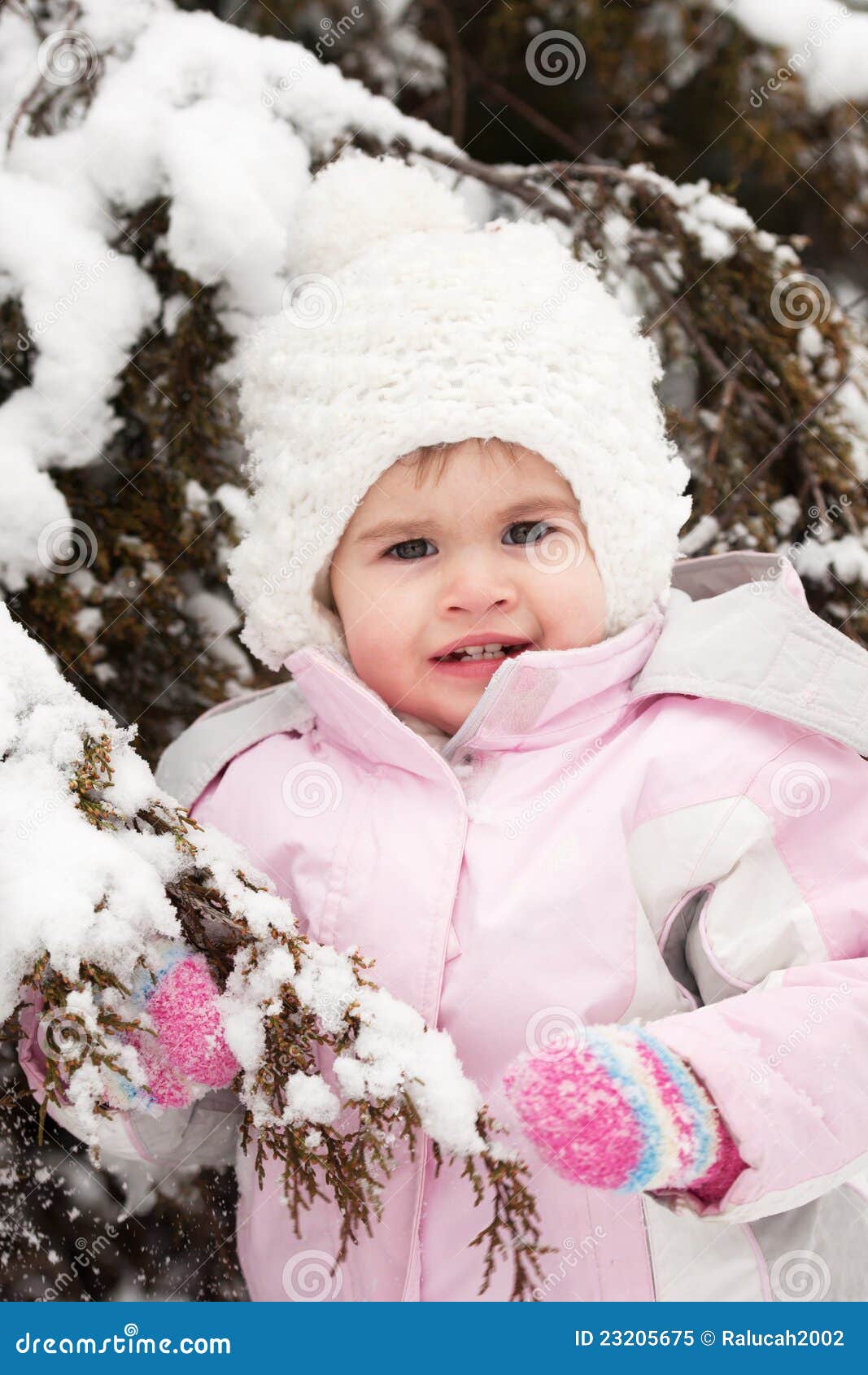 Little girl and snow stock image. Image of daughter, christmas - 23205675