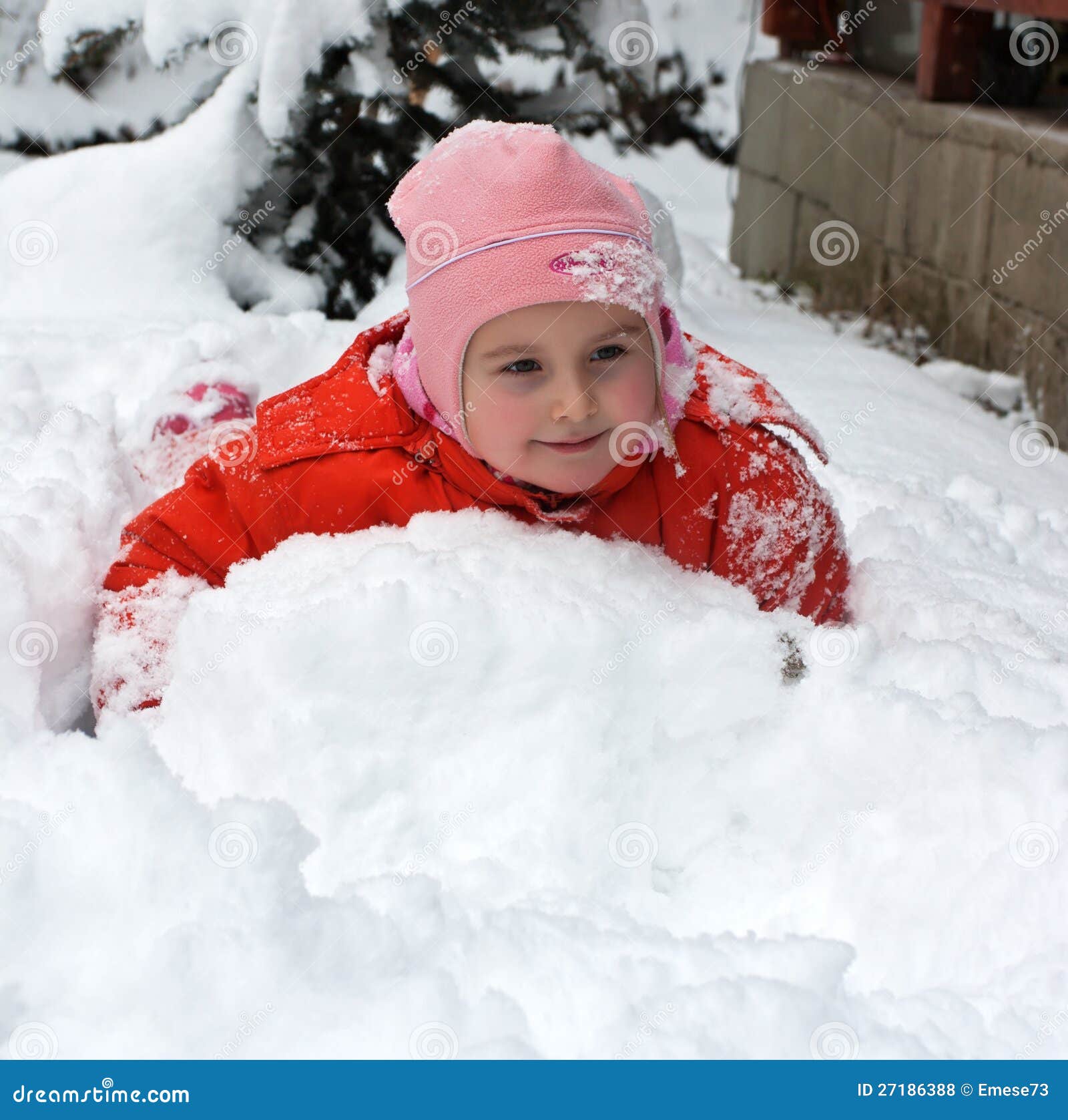 Little girl in the snow stock photo. Image of outside - 27186388