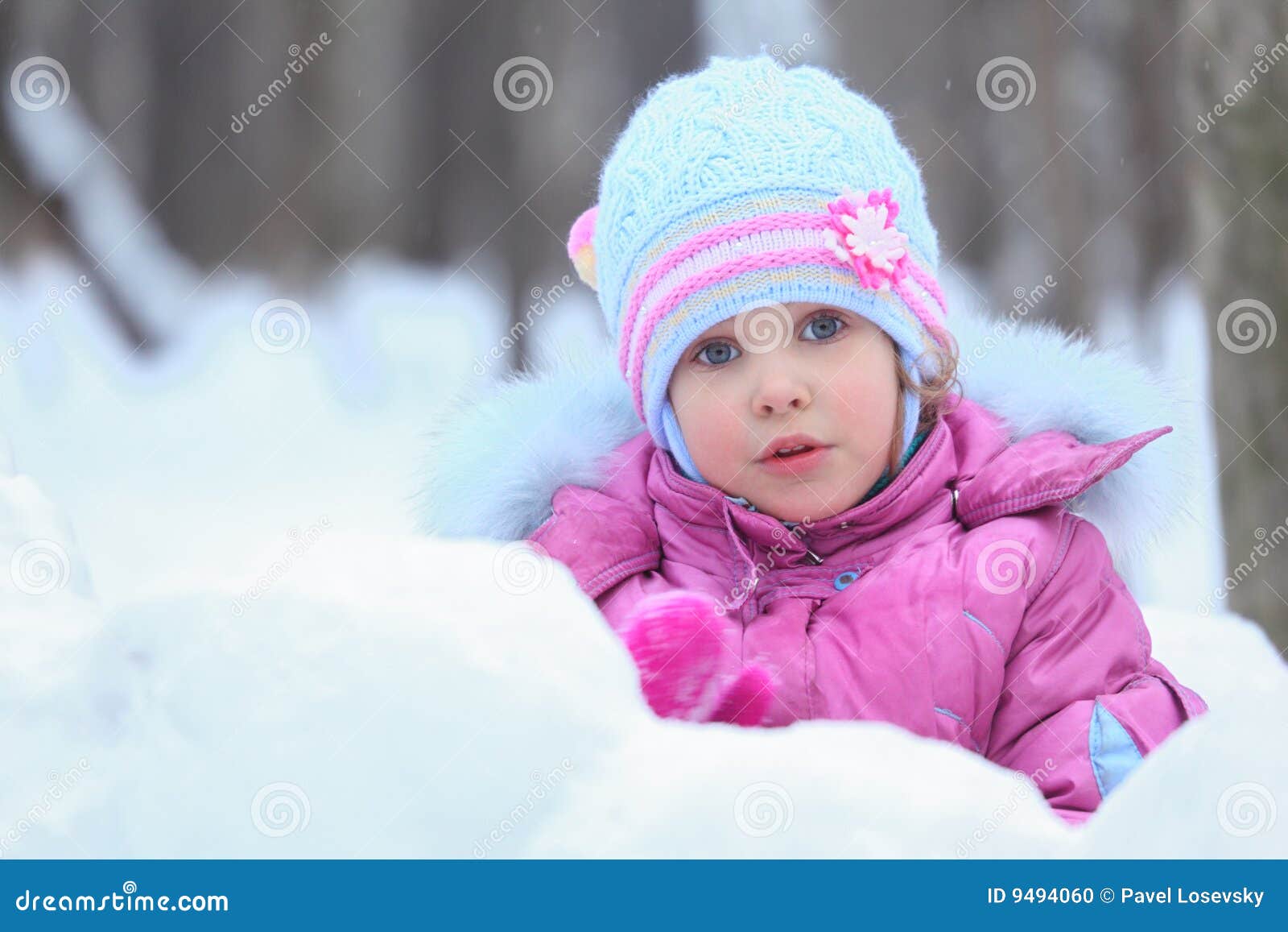 Little girl in snow stock photo. Image of girl, white - 9494060
