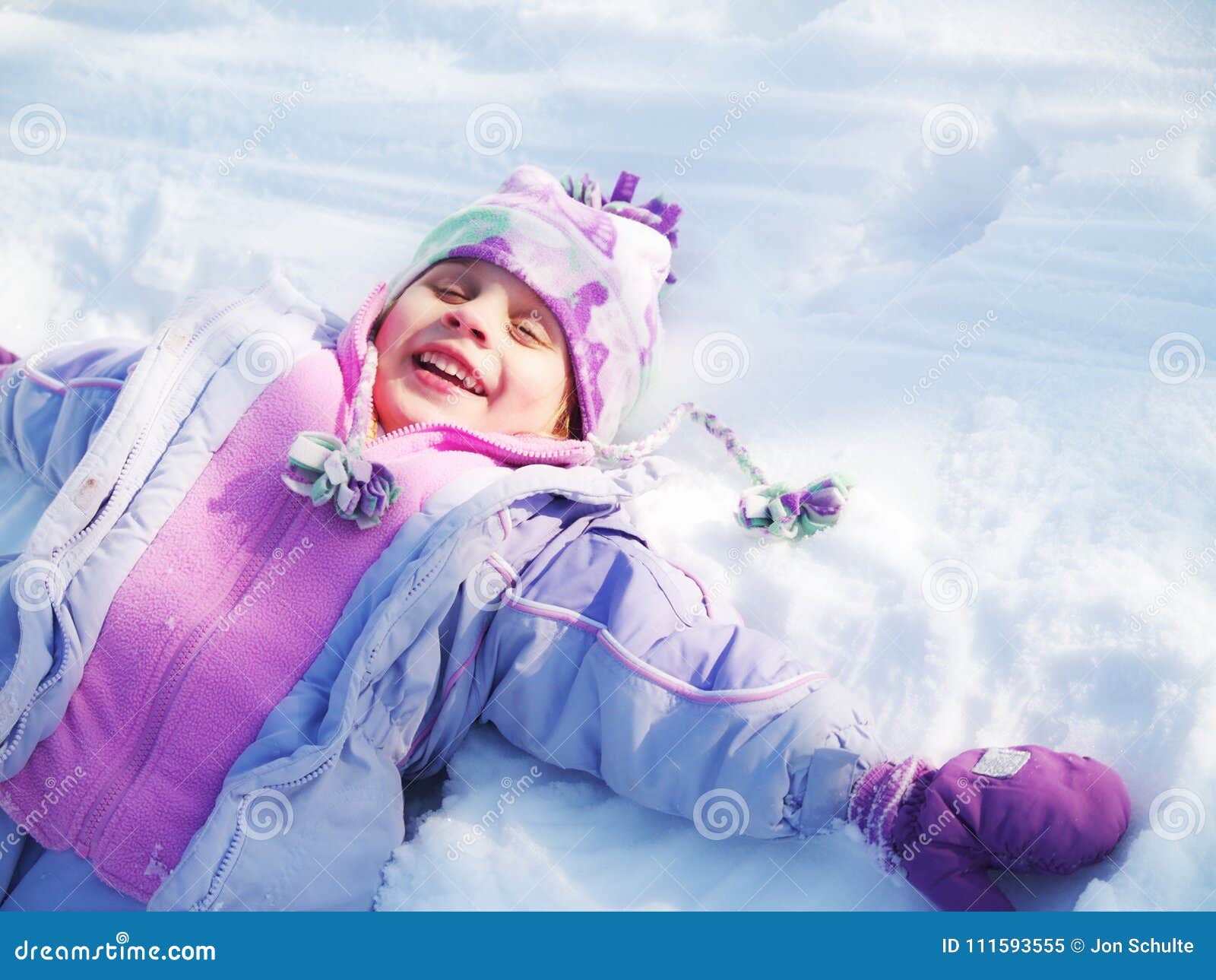 Little girl snow angel stock image. Image of white, cute - 111593555
