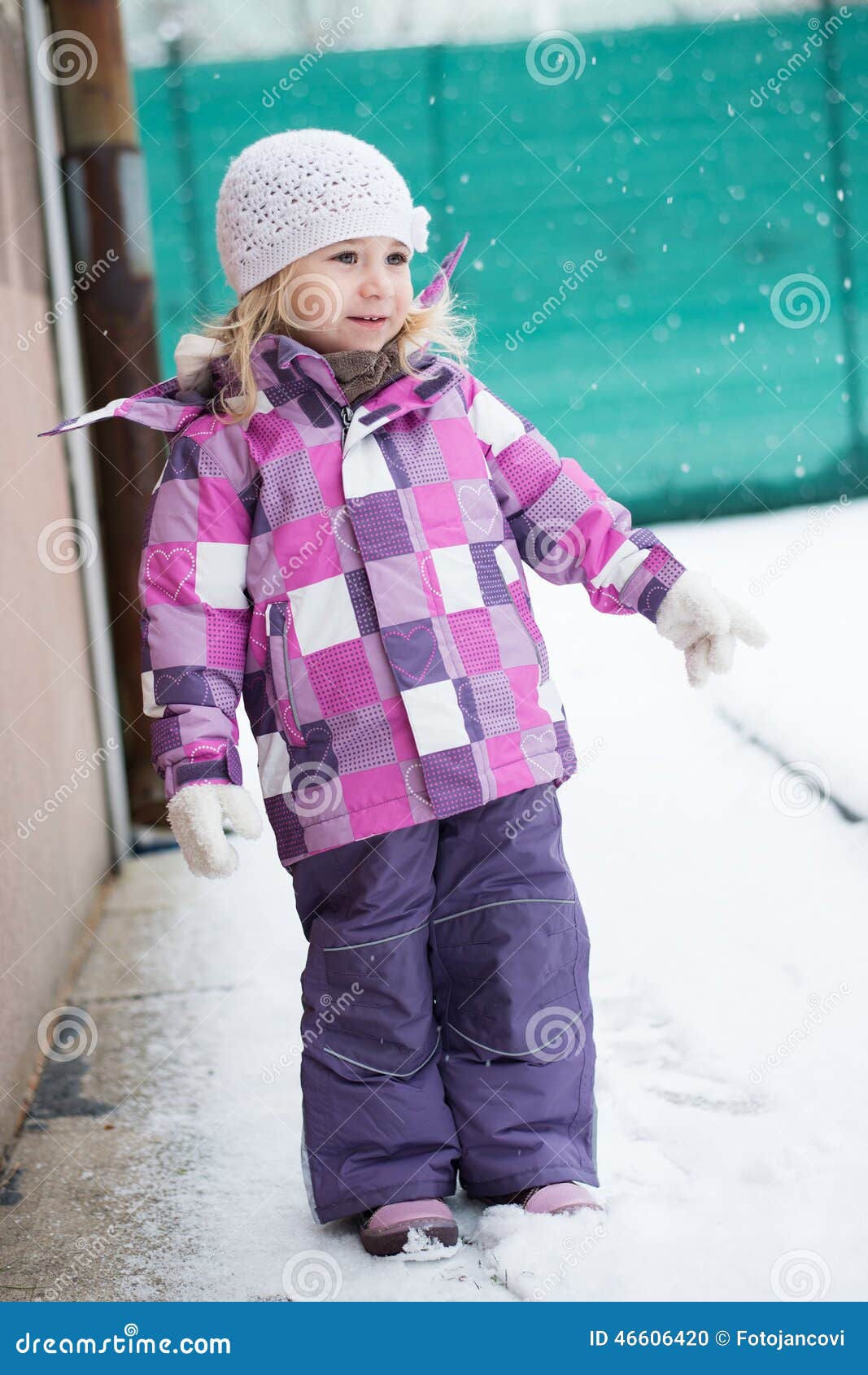 Little girl in snow stock photo. Image of holiday, park - 46606420