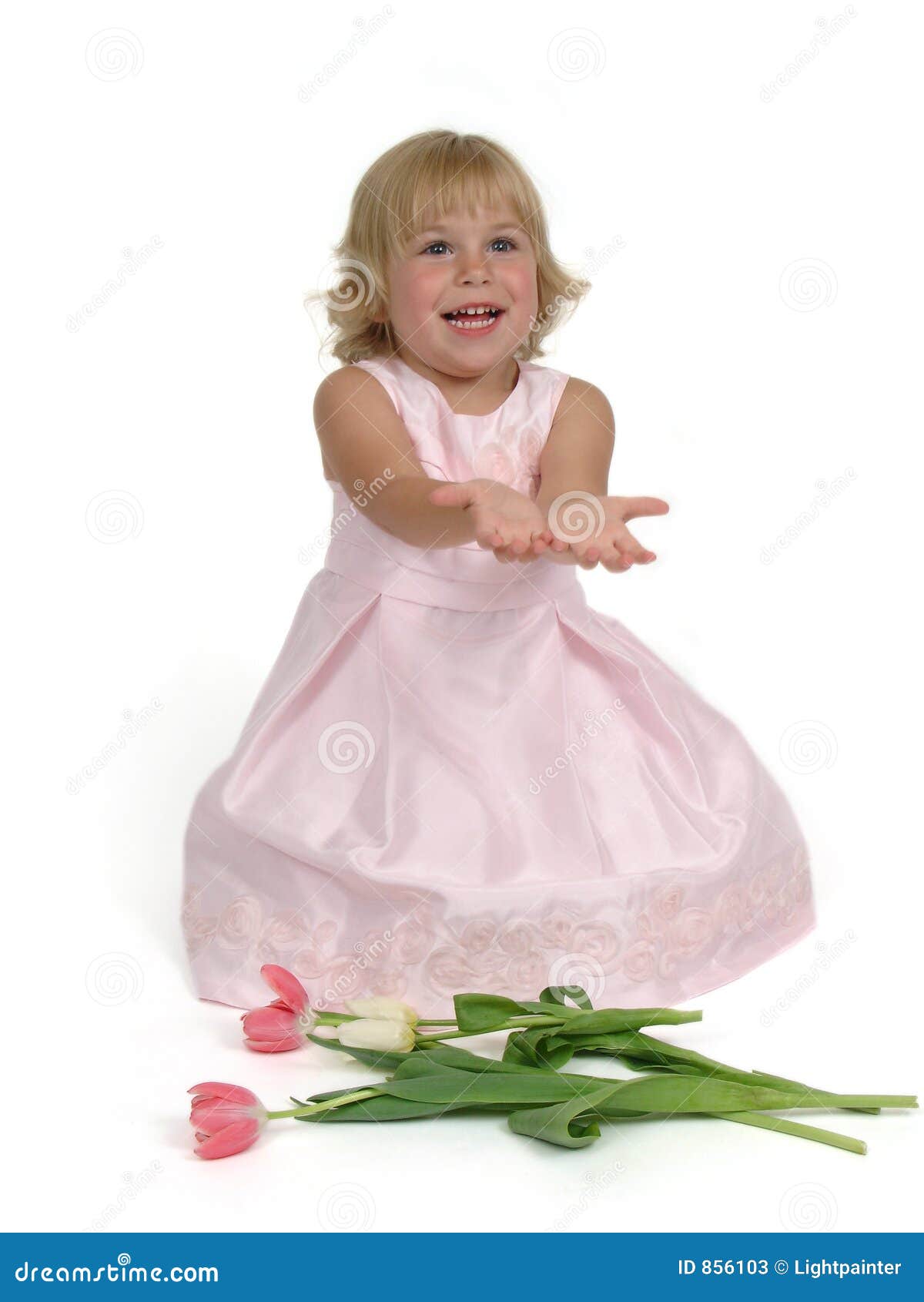 Little Girl in Spring Dress Stock Image - Image of summer, pose: 856103