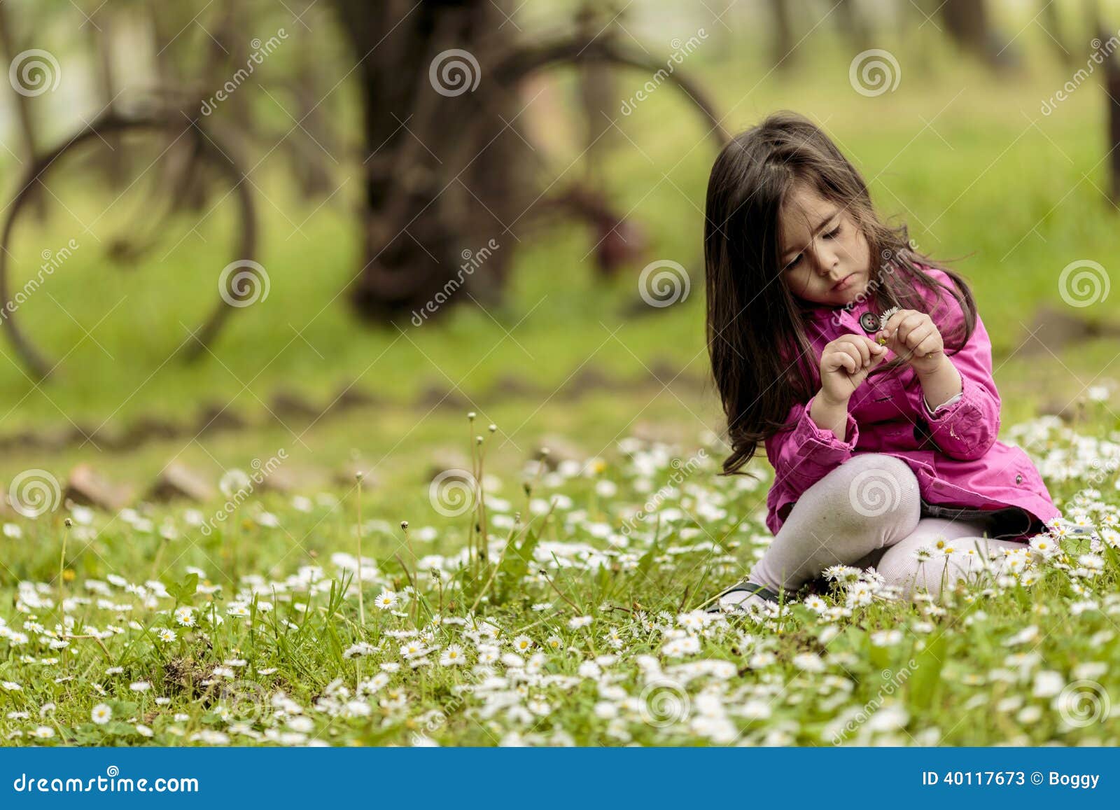 Little Girl in the Spring Field Stock Image - Image of dress, european ...