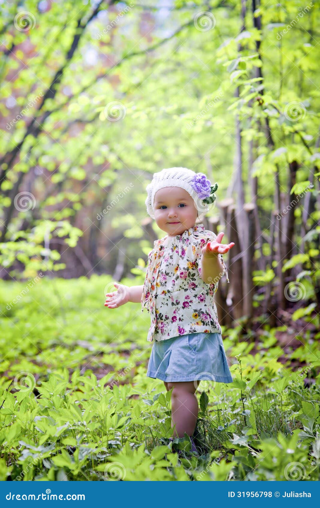 Little Girl in Spring Forest Stock Photo - Image of green, summer: 31956798