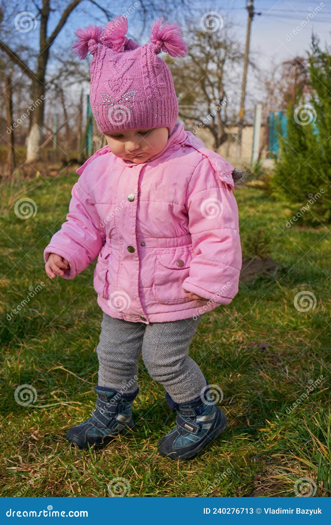 Little Girl in Spring on the Grass,little Girl Running on the Grass in ...