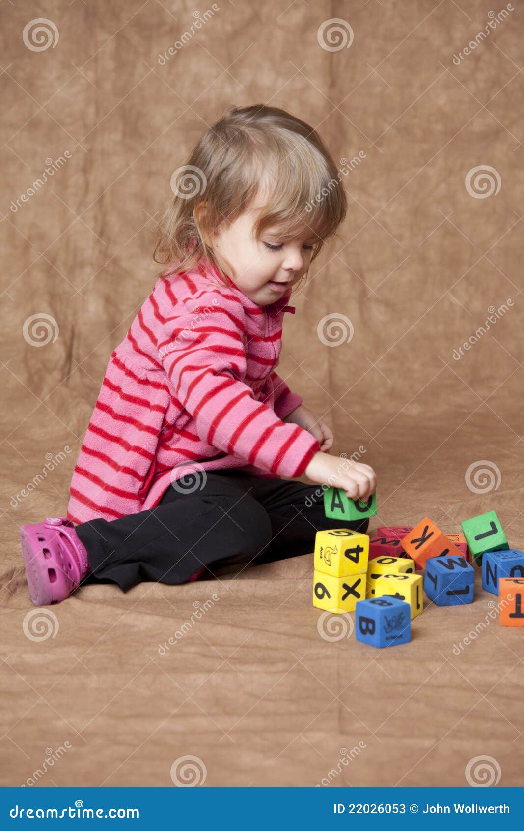 Little Girl Stacking Blocks Stock Image - Image of baby, childhood ...