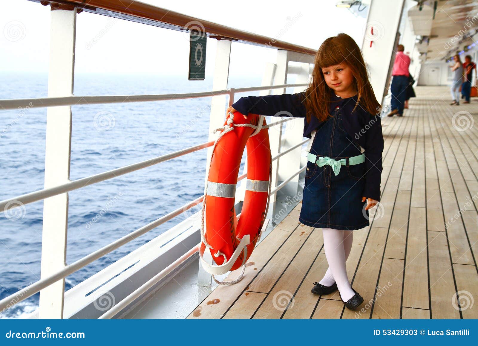 Little Girl Standing on Deck of Cruise Ship Stock Image - Image of girl ...