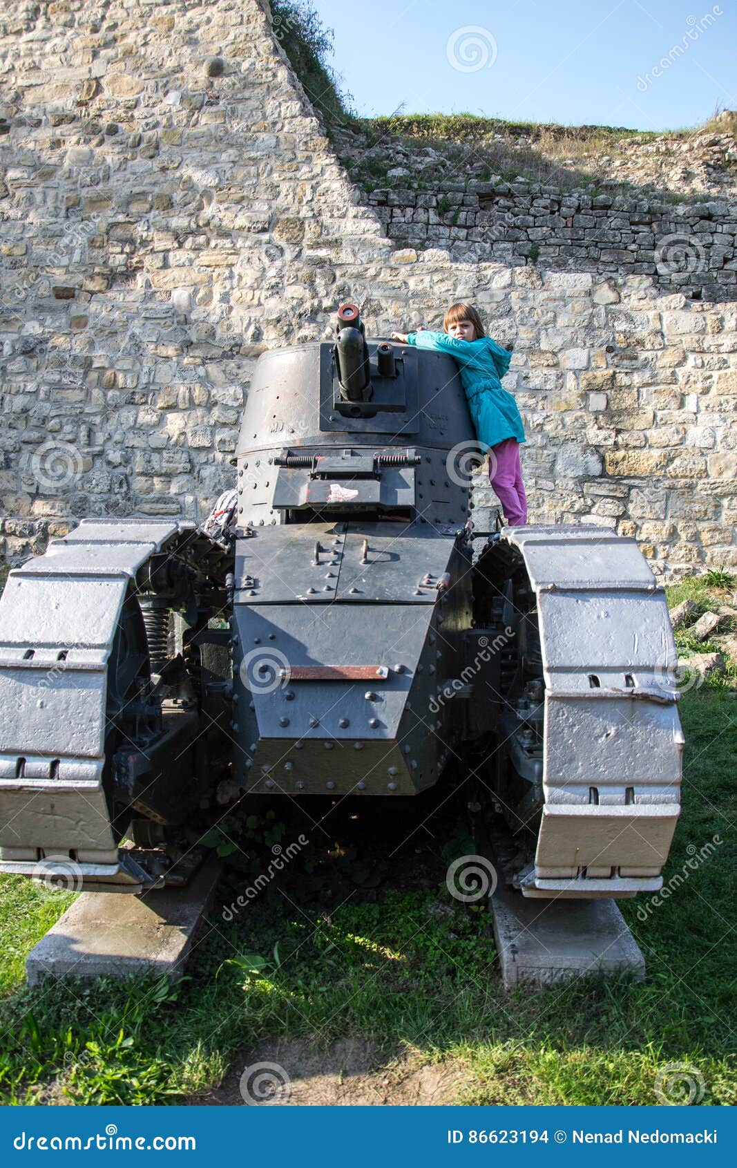 Little Girl Standing on the Tank Stock Photo - Image of cities ...